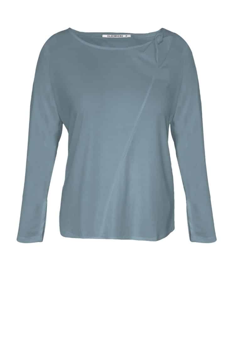 ATHENA LONGSLEEVE TOP-AQUA BLUE | Elsewhere Fashion